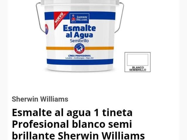 Vendo tineta marca Sherwin Williams en 60 color.balnco esmalte agua ...